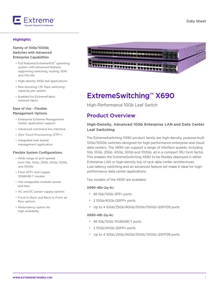 Extremeswitching X690: Product Overview | PDF | Network Switch | I Pv6