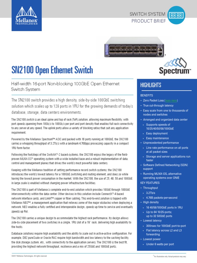 SN2100 Open Ethernet Switch: Highlights | PDF | Computer Network | Data ...