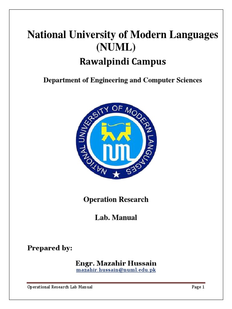 Linear Programming Lab Manual | PDF | Linear Programming | Mathematical ...