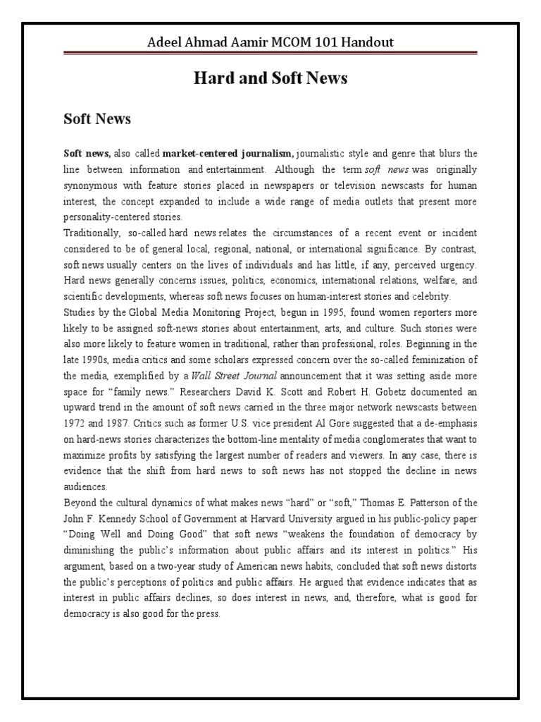 Hard and Soft News | PDF | News | News Media