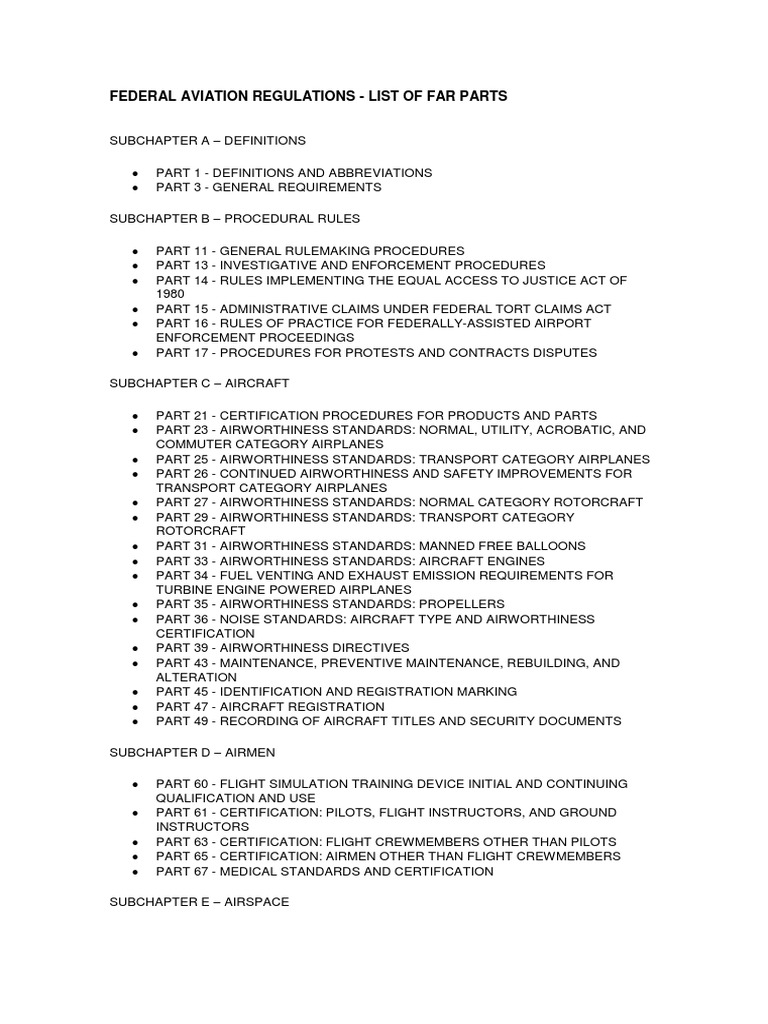 Federal Aviation Regulations | PDF | Aircraft | Aerospace