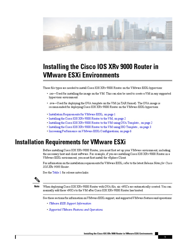 Install Cisco IOS XRv 9000 on ESXi | PDF | Virtual Machine | Router ...