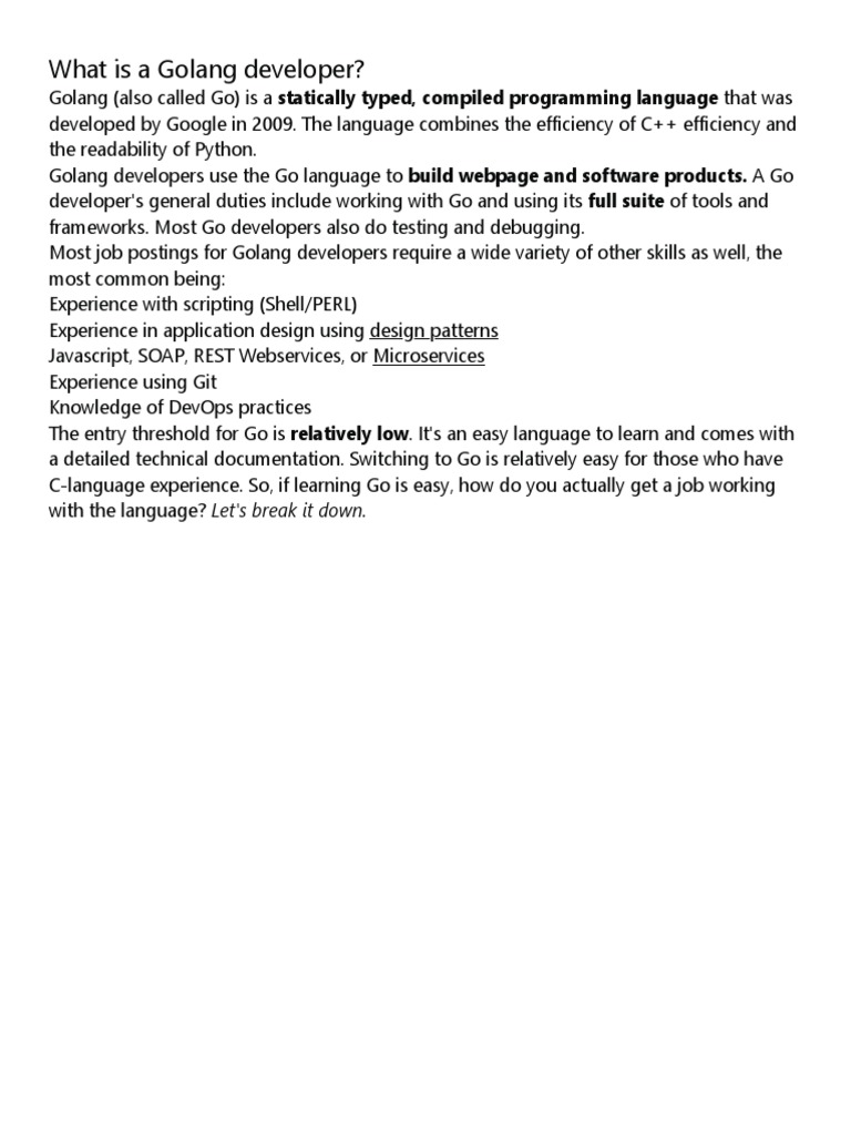 How To Become A Golang Developer | PDF | Computer Programming ...