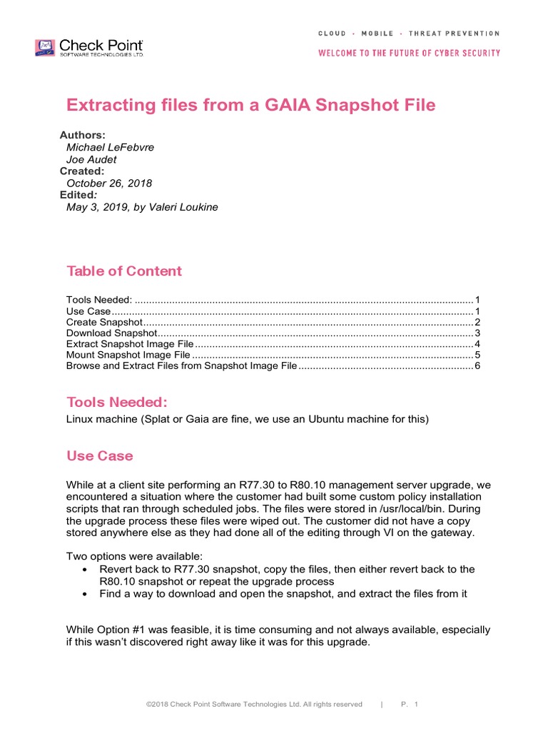 Check Point - Extracting Files From A Gaia Snapshot File | PDF ...
