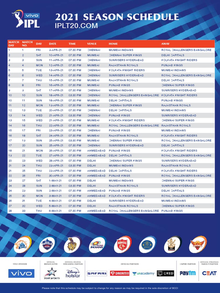 2021 Season Schedule: Match DAY Match NO. DAY Date Time Venue Home Away ...