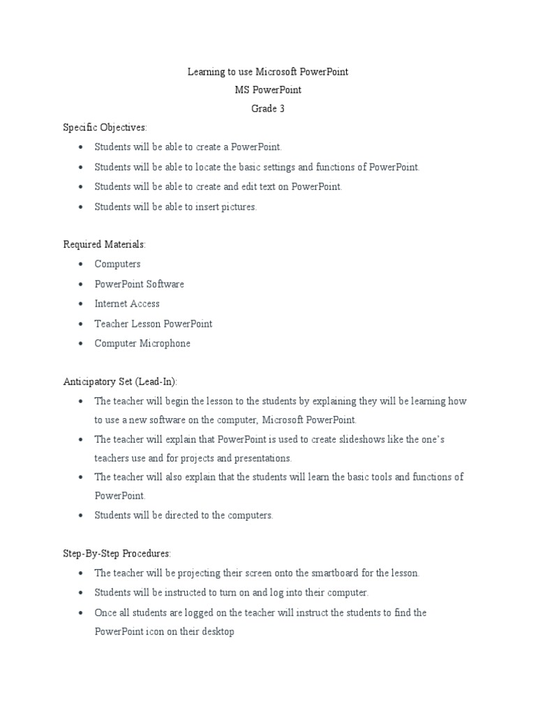 Learning To Use Microsoft Powerpoint Ms Powerpoint Grade 3 Specific ...