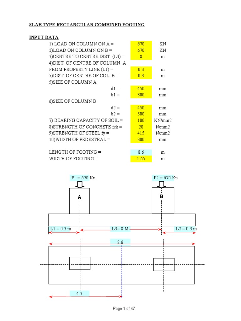 Combine Footing | PDF | Beam (Structure) | Bending
