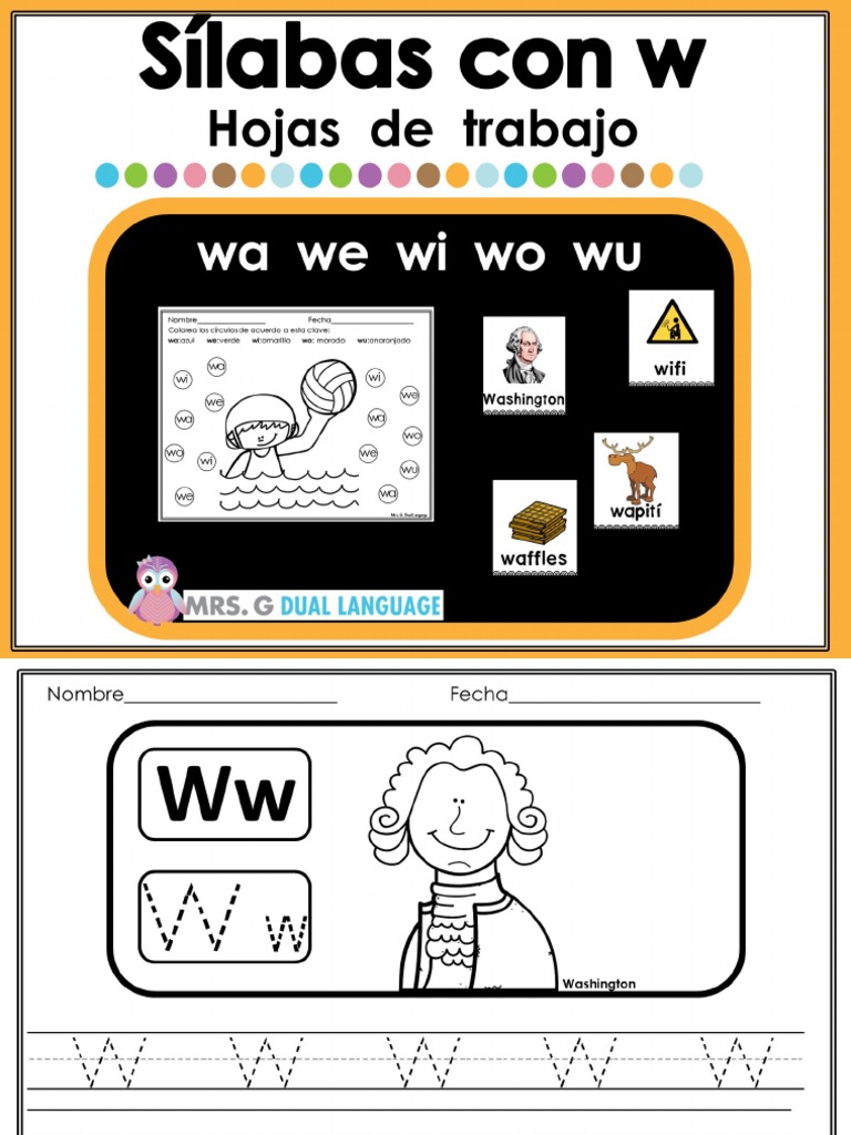 10 - Sílabas con la letra w . Hojas de trabajo | PDF