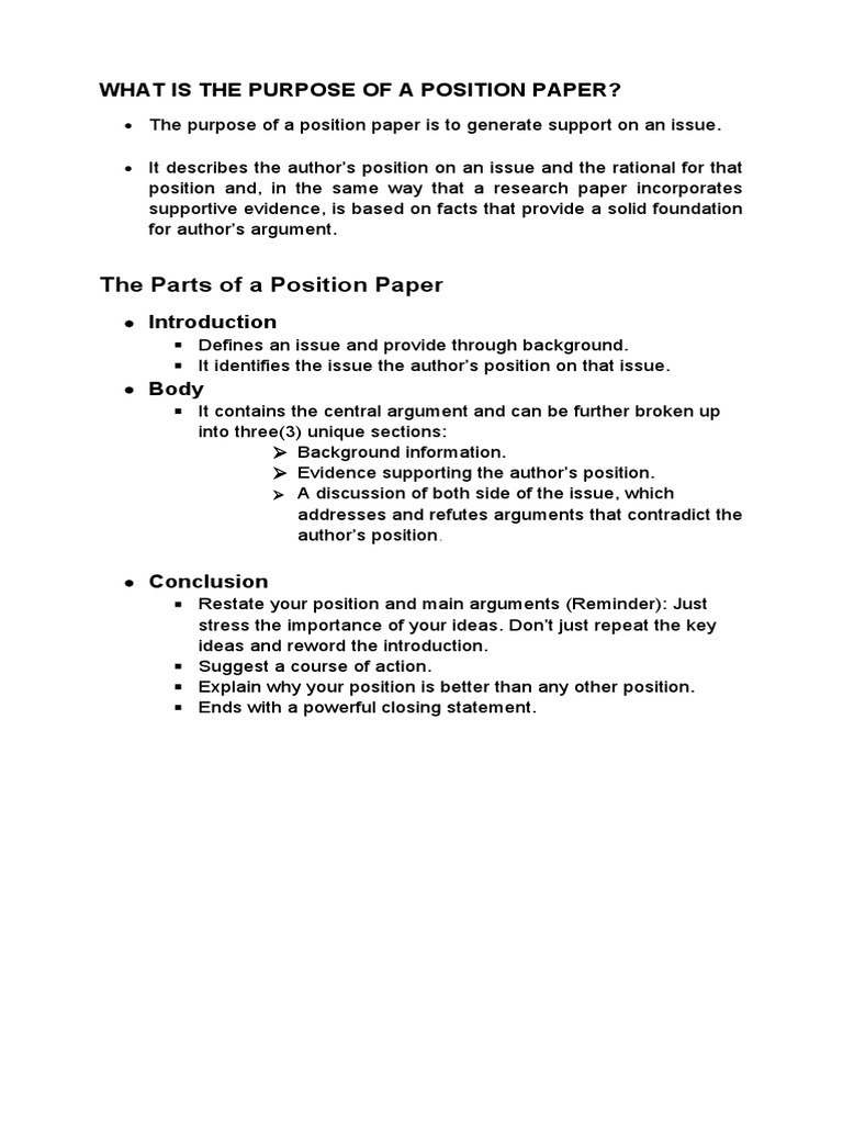 What Is The Purpose of A Position Paper | PDF | Career & Growth