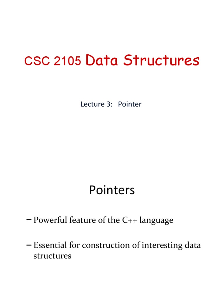 Data Structures Lecture 3 Pointer Pdf Pointer Computer Programming Variable Computer