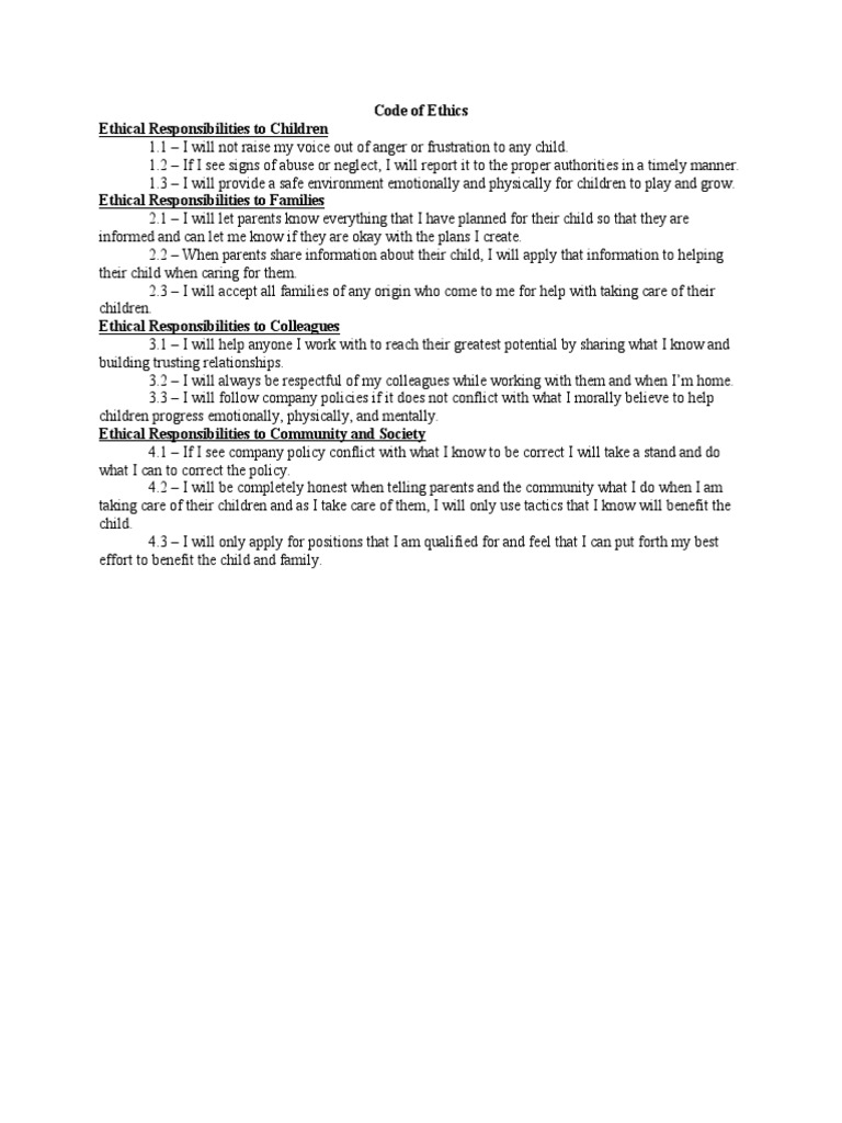 My Code of Ethics Artifact | PDF