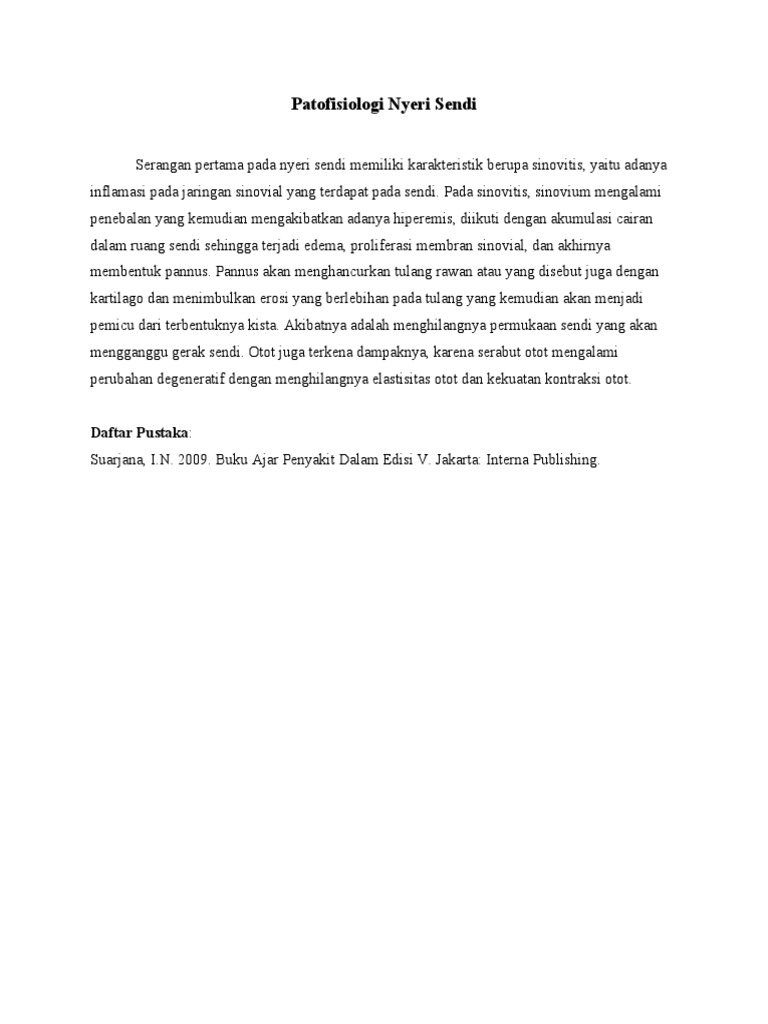 Patofisiologi Nyeri Sendi | PDF
