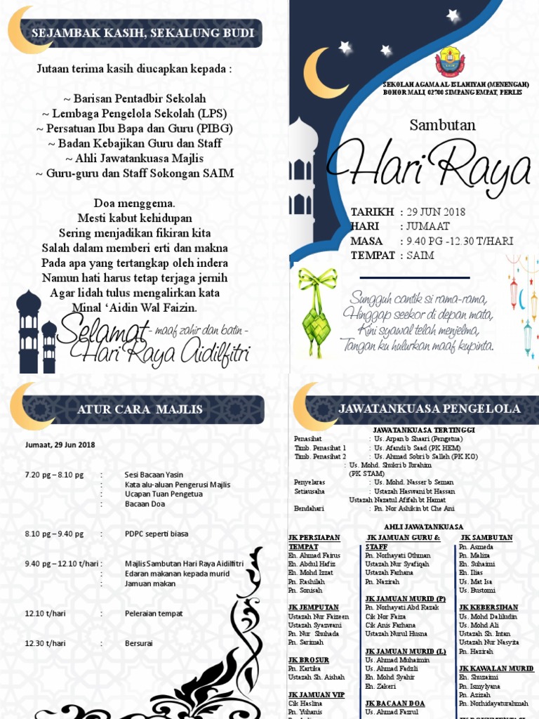 BUKU PROGRAM SAMBUTAN HARI RAYA (Cikgugrafikdotcom) | PDF