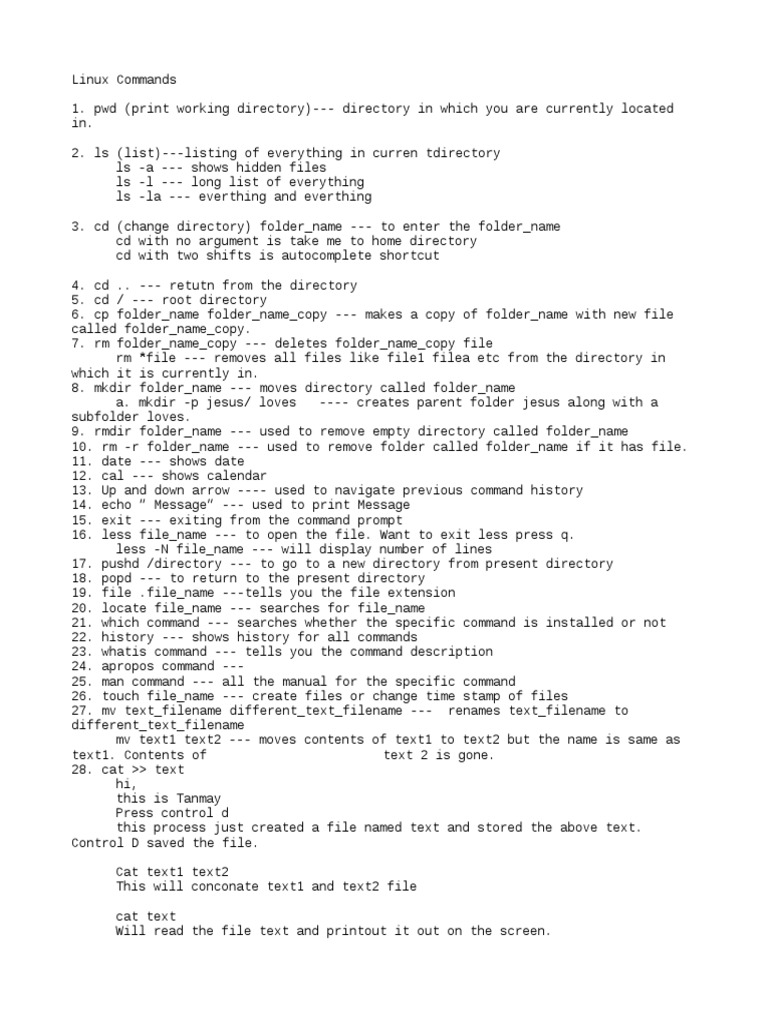 Linux Commands | PDF | Directory (Computing) | Filename