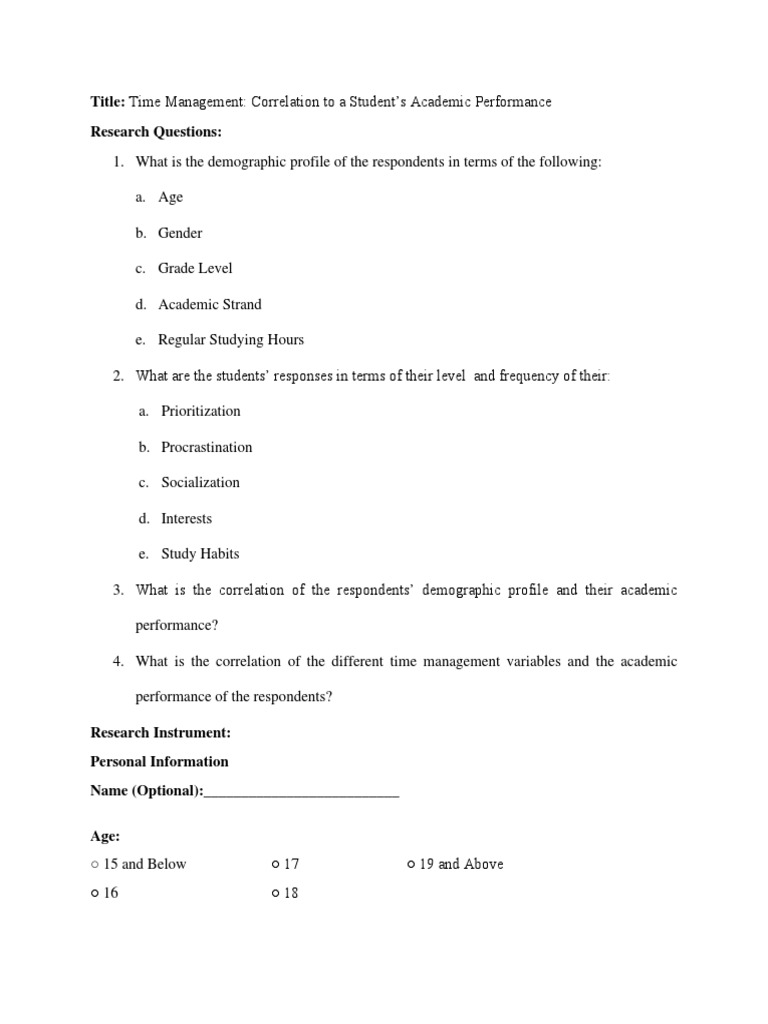 Research Title Questions Instrument | PDF | Science, Technology ...