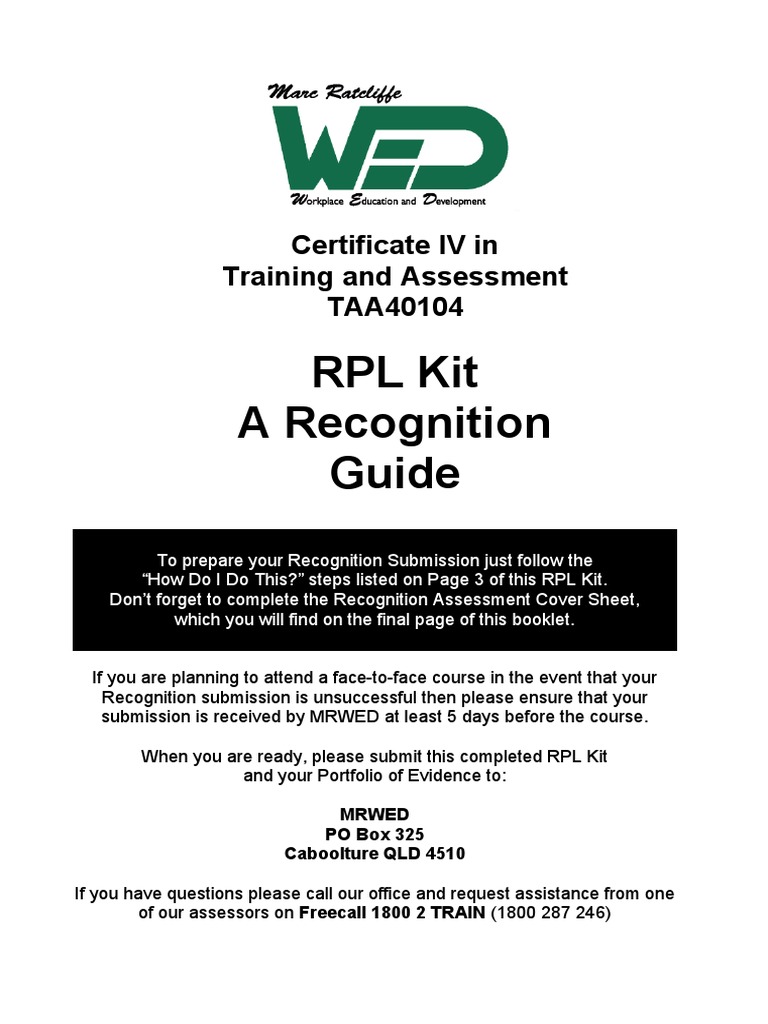 Guiding the Recognition Process: A Comprehensive RPL Kit for Obtaining ...