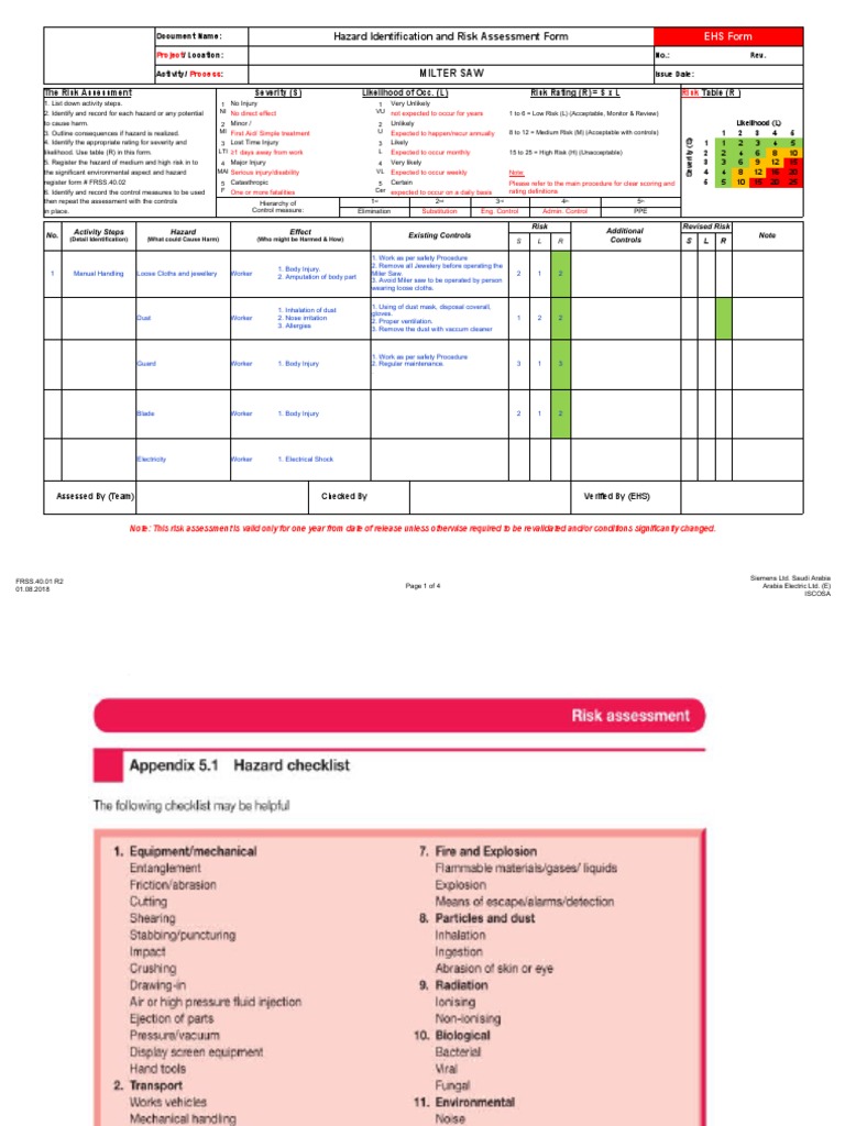 Hazard Identification and Risk Assessment Form | PDF | Risk Assessment ...