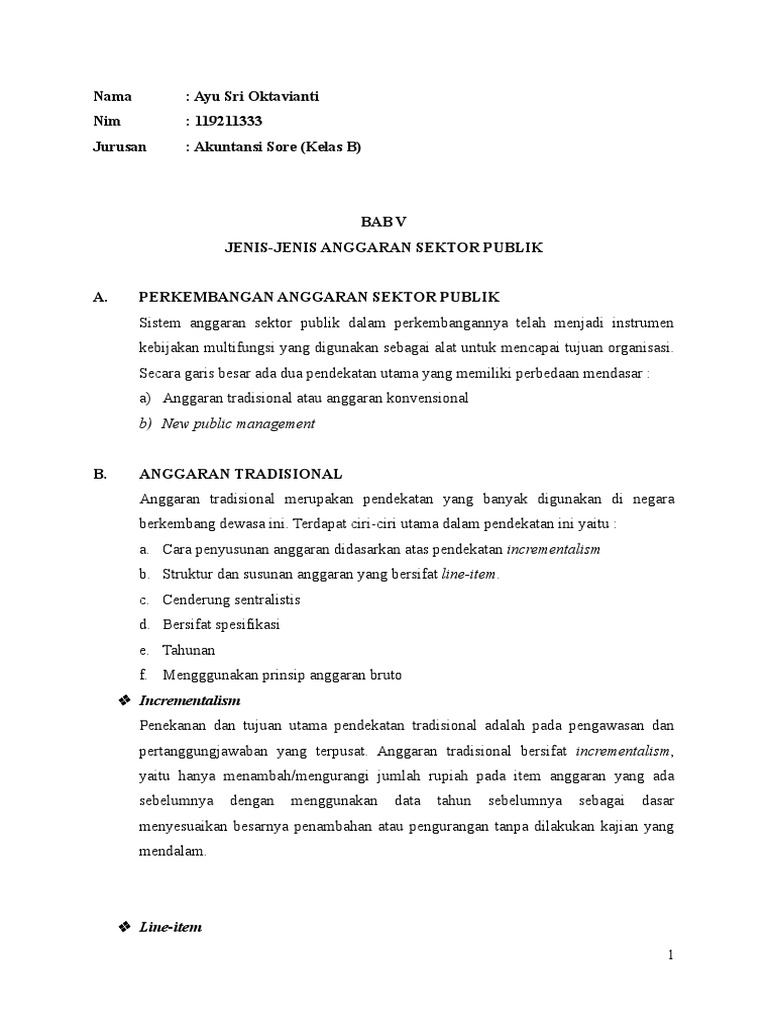 RMK BAB V Jenis-Jenis Anggaran Sektor Publik | PDF