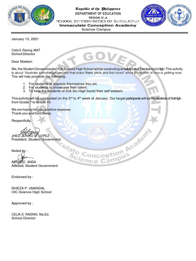 Letter For Approval | PDF