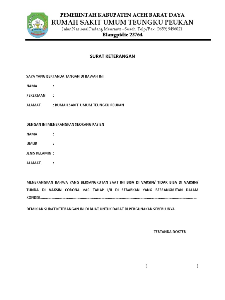 Surat Keterangan Vaksin Pdf