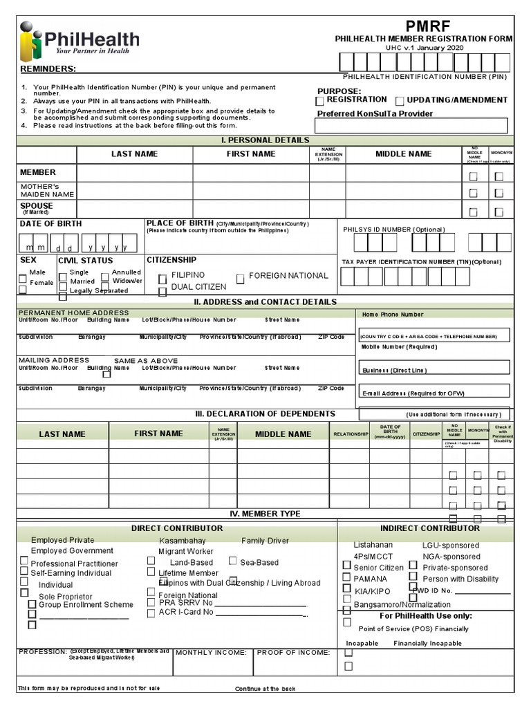 Registration for PhilHealth Membership: A Guide to Completing the ...