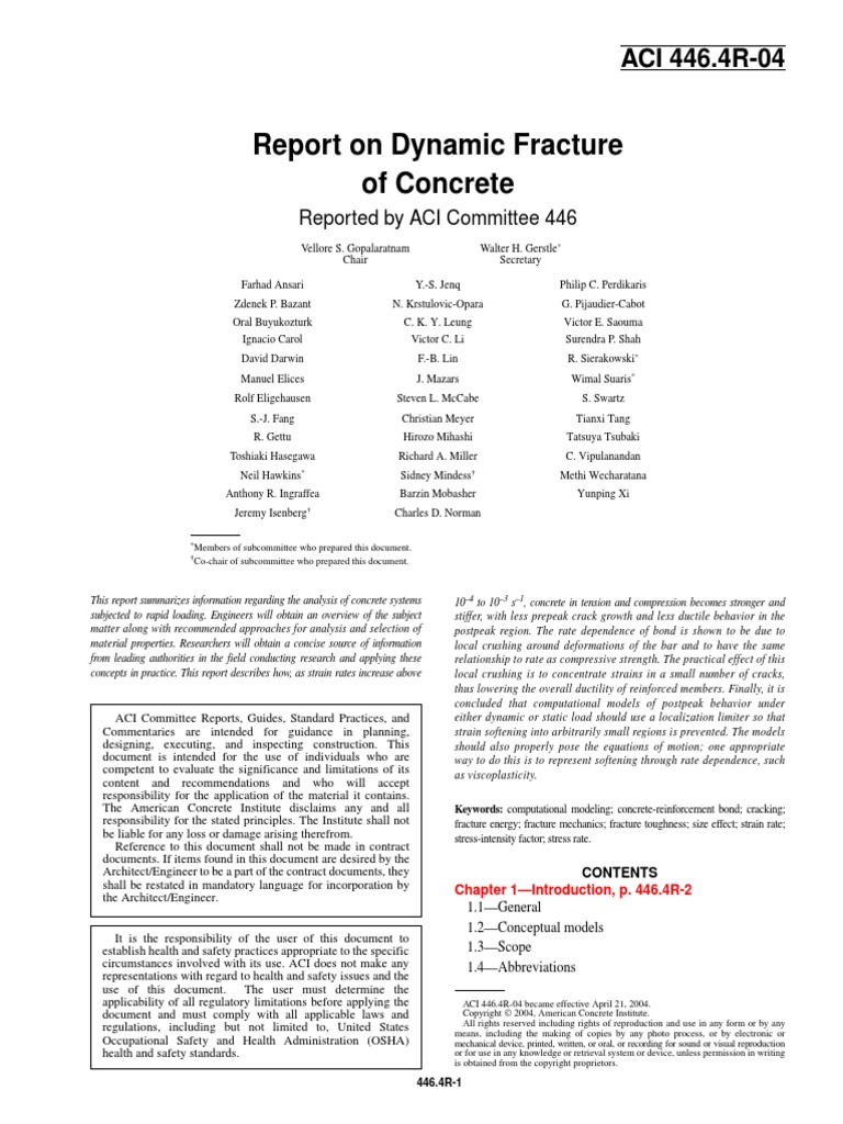 Report On Dynamic Fracture of Concrete: ACI 446.4R-04 | PDF | Fracture ...