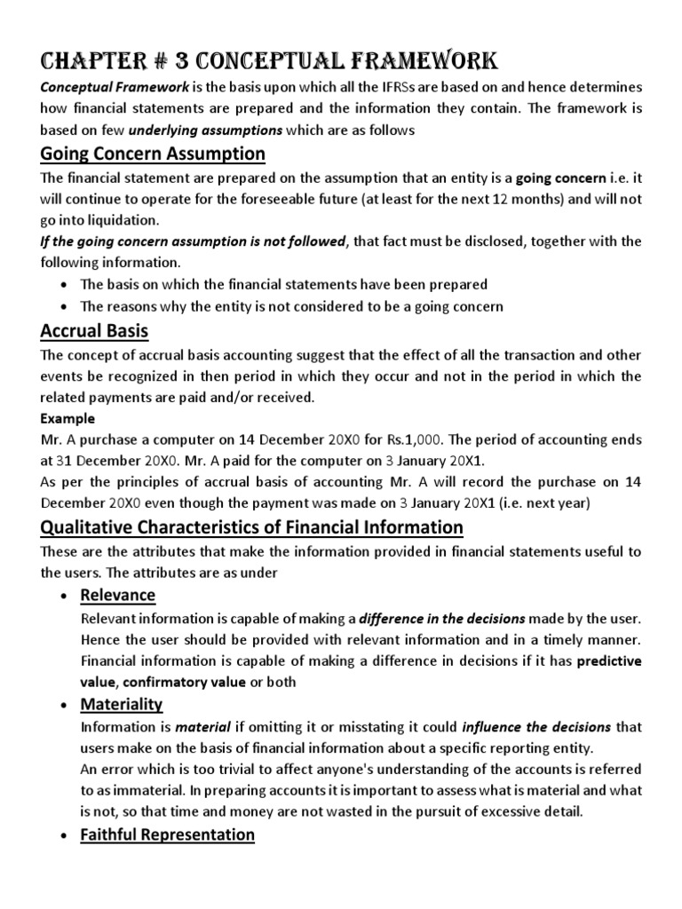 Chapter 3 - Conceptual Framework | PDF | Going Concern | Financial ...