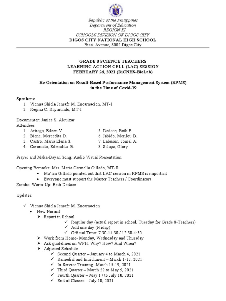 Narrative Report | PDF | Teachers | Classroom