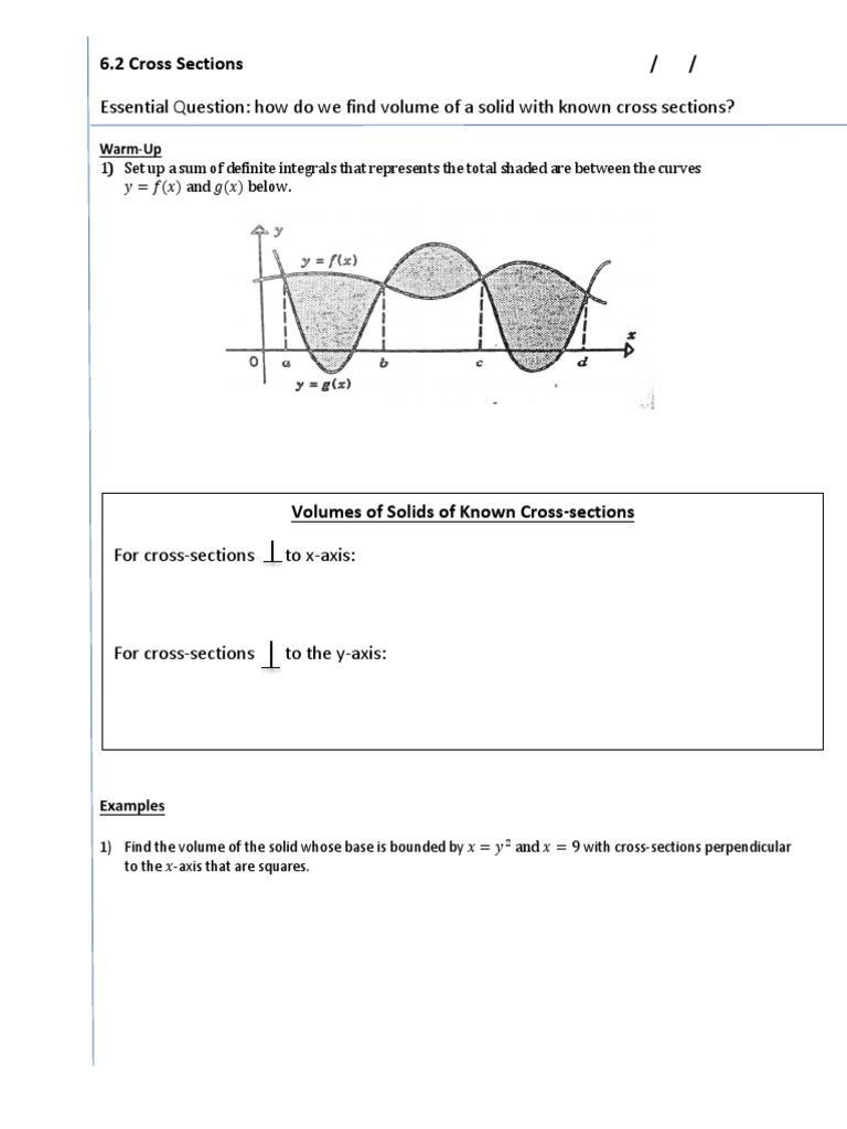 Volume of Solids with Cross Sections | PDF | Teaching Methods ...
