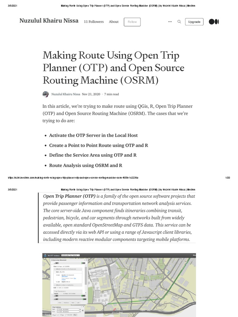 Making Route Using Open Trip Planner Otp And Open Source Routing Machine Osrm By Nuzulul 
