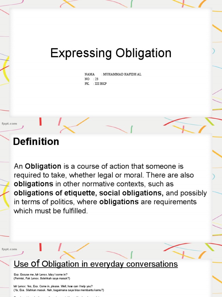 Expressing Obligation - MUH - HAFIDHAL - 23 - XIIBKP | PDF | Verb ...