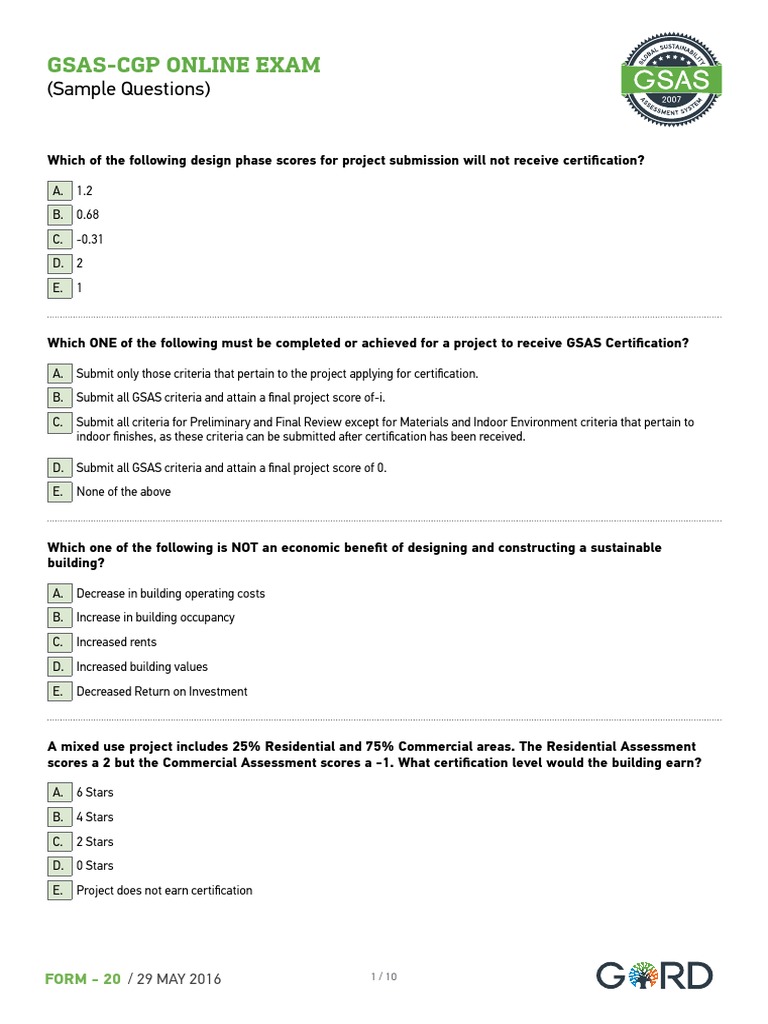 Gsas-Cgp Online Exam: (Sample Questions) | PDF | Public Transport | Water