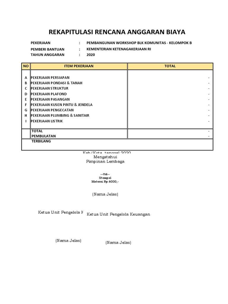 Rekapitulasi Rencana Anggaran Biaya | Download Free PDF | Nature