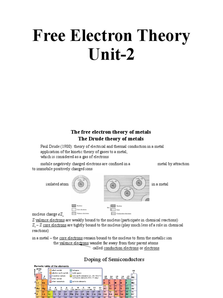 Free Electron Theory | PDF | Semiconductors | Doping (Semiconductor)