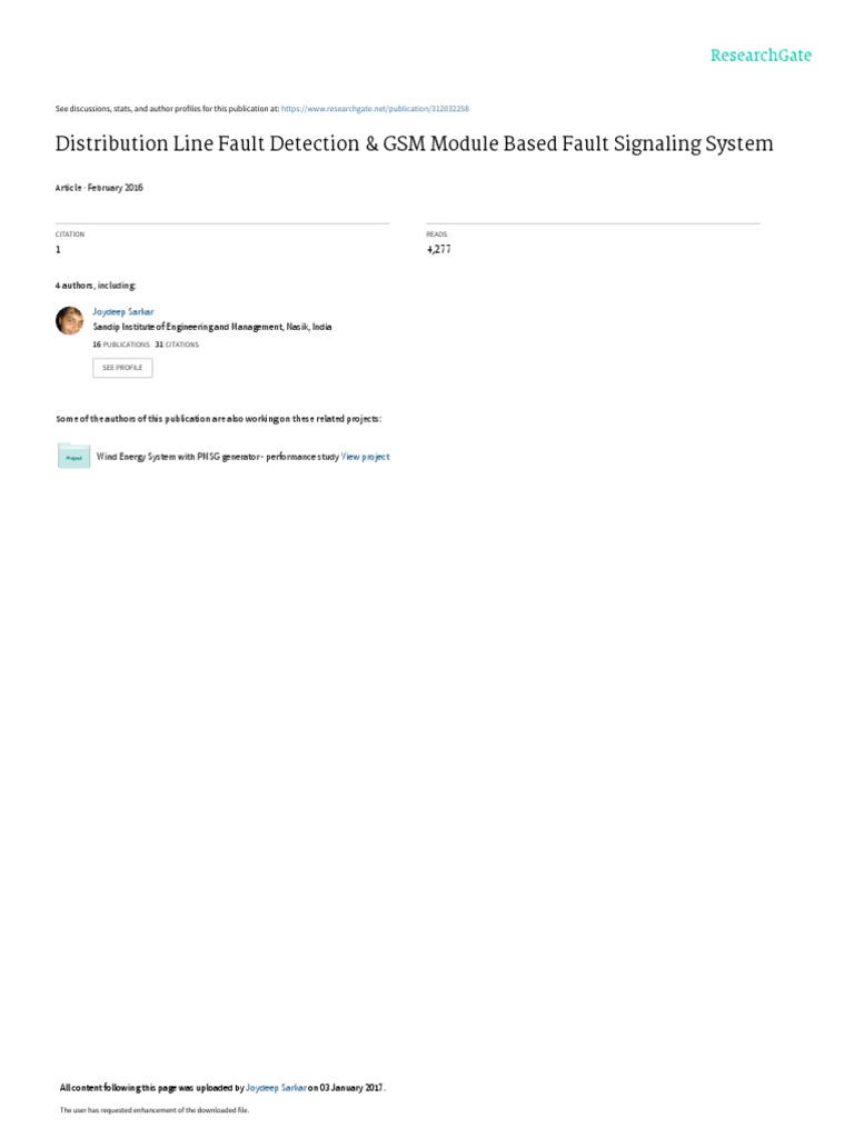 Distribution Line Fault Detection & GSM Module Based Fault Signaling ...