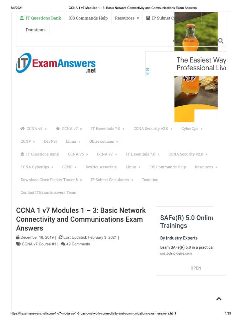 Module 1-3 Ccna Answer | PDF
