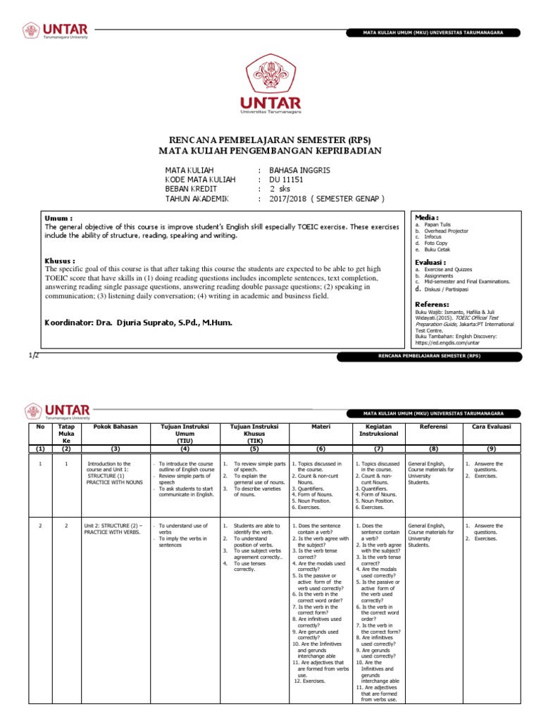 RPS Bahasa Inggris | PDF | Verb | English Language