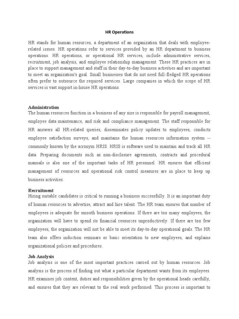 Administration: HR Operations | PDF | Human Resources | Recruitment