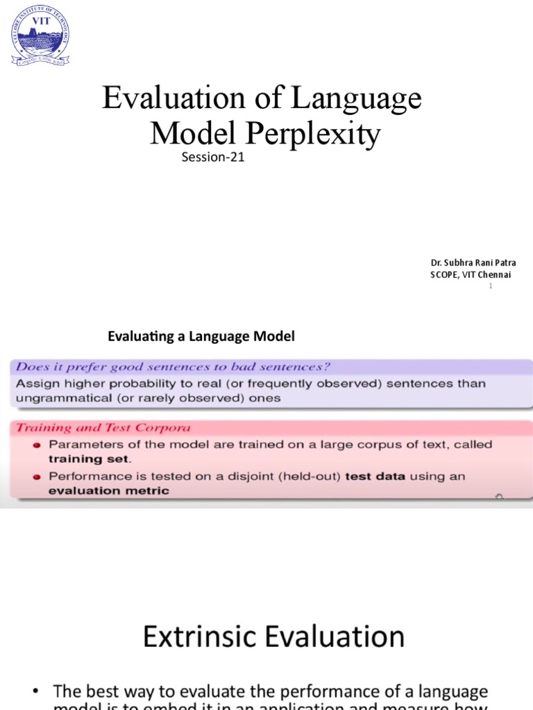 Evaluation of Language Model Perplexity: Session-21 | PDF