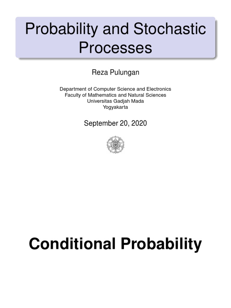 Probability and Stochastic Processes: Reza Pulungan | PDF | Probability | Stochastic