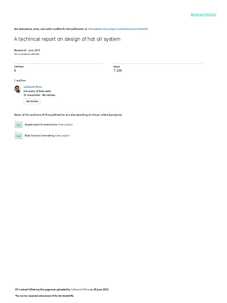 Hot Oil System Design | PDF | Pump | Heat Exchanger