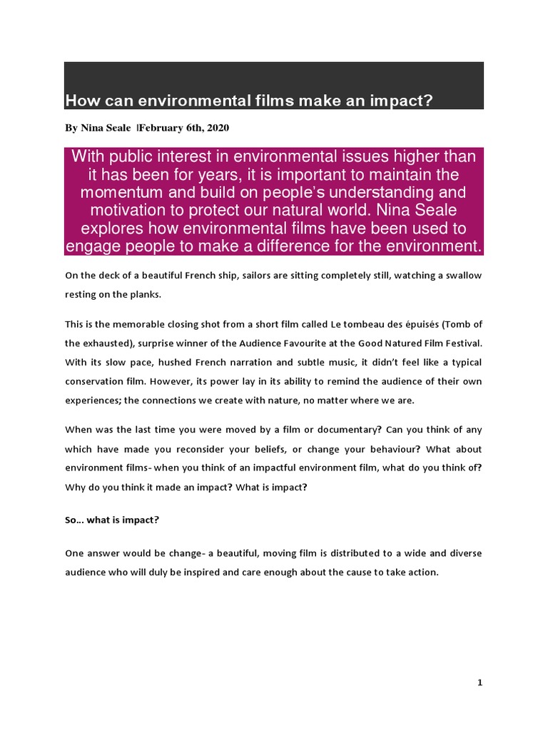 How Can Environmental Films Make An Impact | PDF | Nature