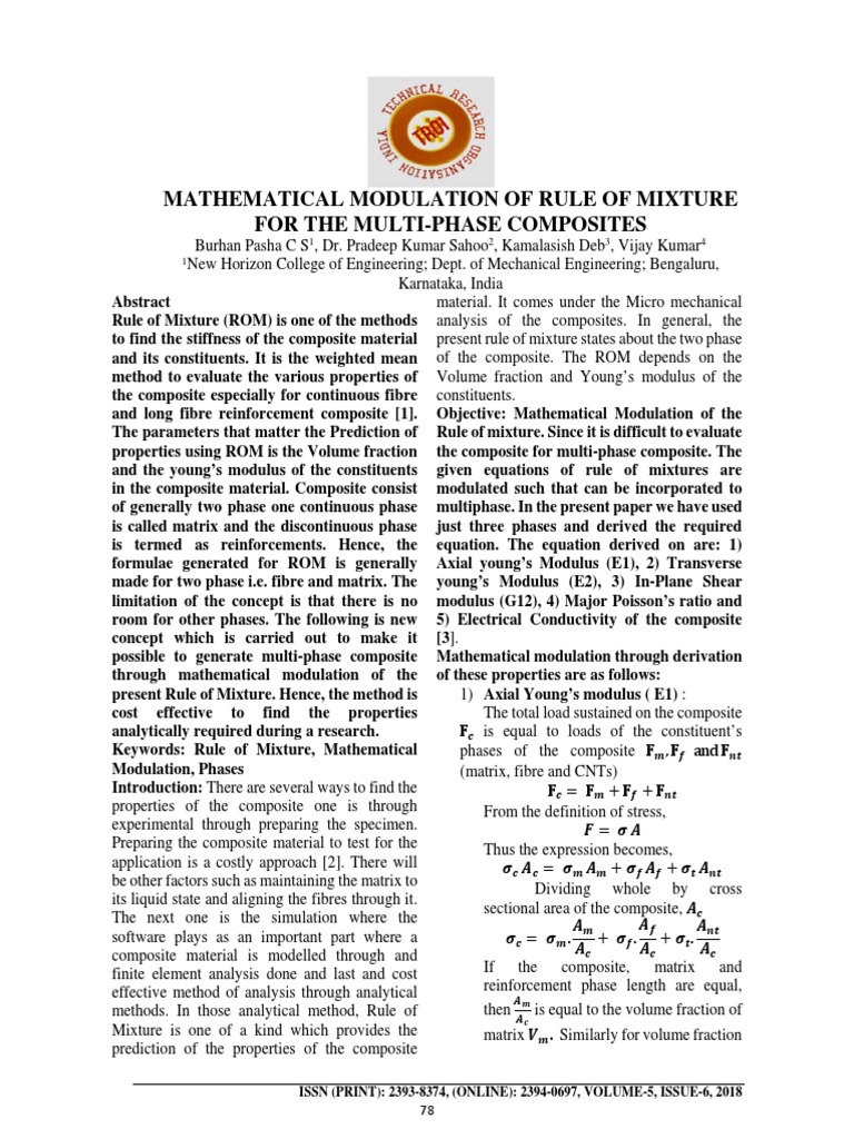 Mathematical Modulation of Rule of Mixture For The Multi-Phase ...