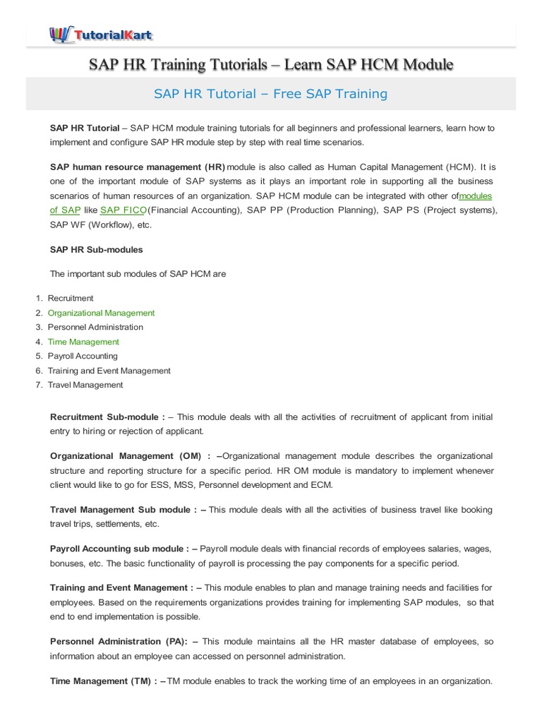 Sap HR Training Tutorials | PDF | Payroll | Human Resource Management