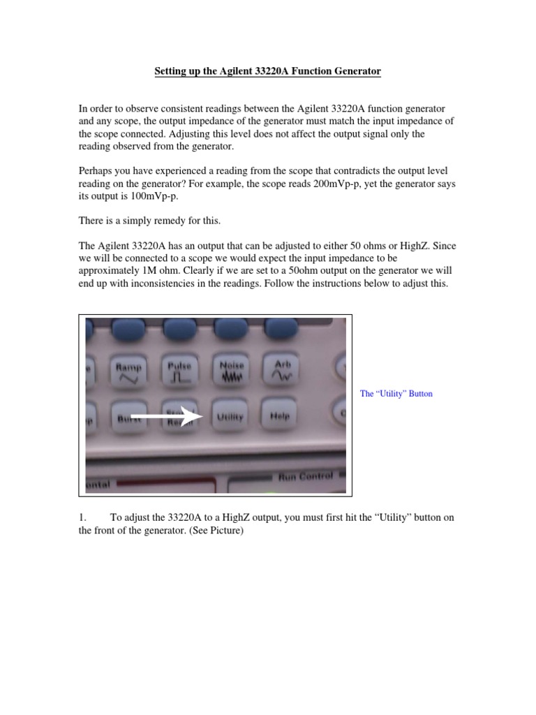 1 - Agilent Function Generator - Set To HighZ | PDF | Electrical ...