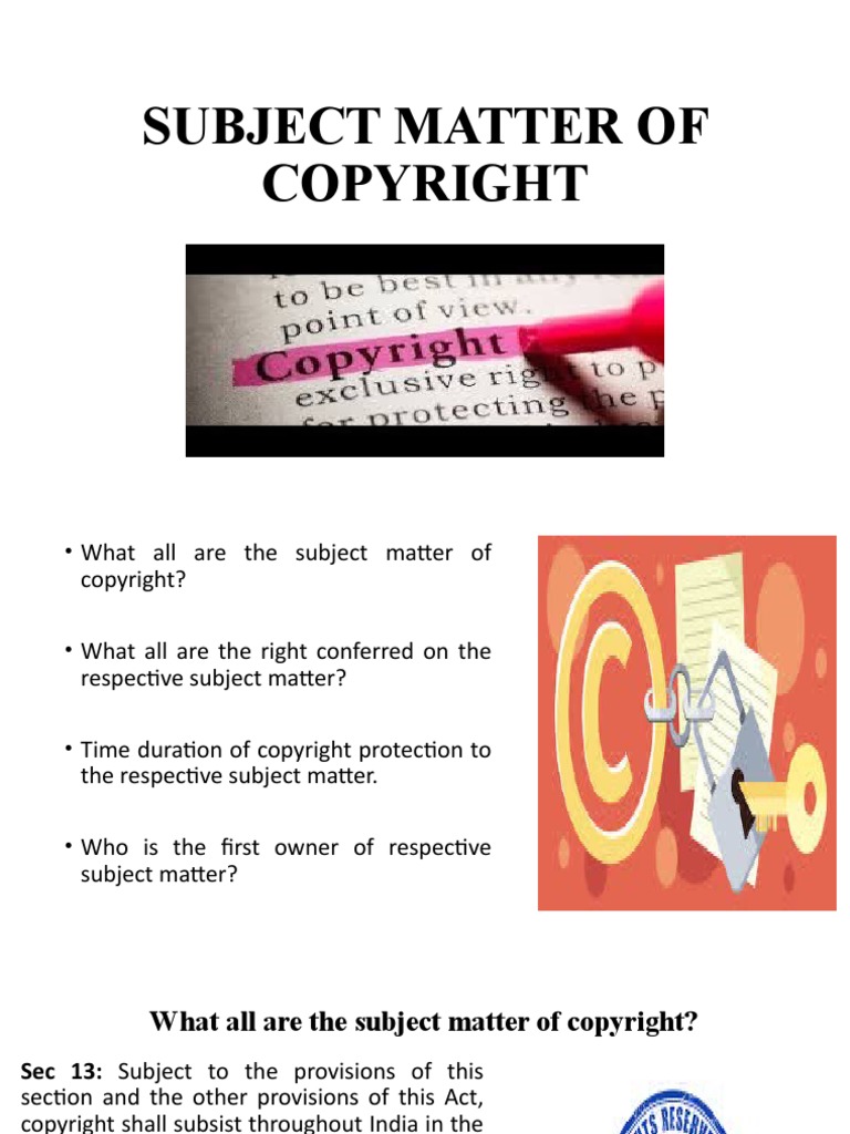 Subject Matter of Copyright | PDF | Copyright | Sound Recording And ...