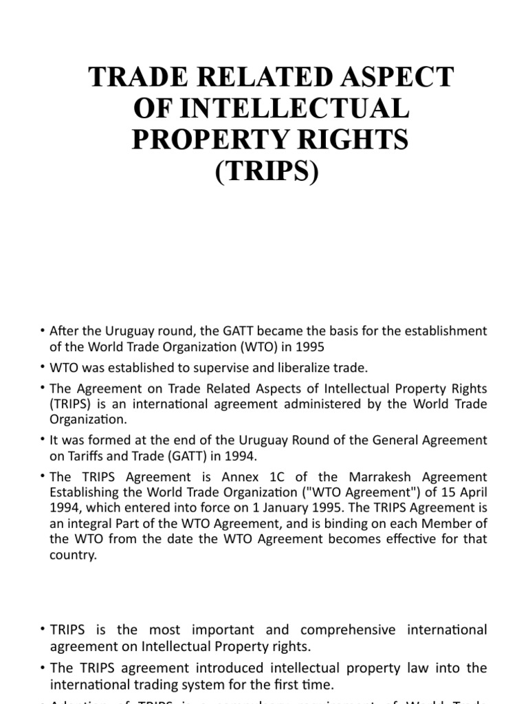 Overview of the TRIPS Agreement | PDF | Trips Agreement | World Trade ...
