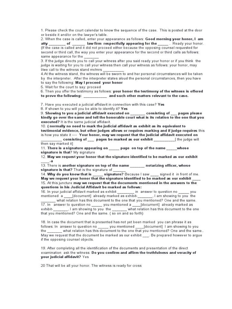 Rough Guide To Present A Witness | PDF | Judge | Affidavit