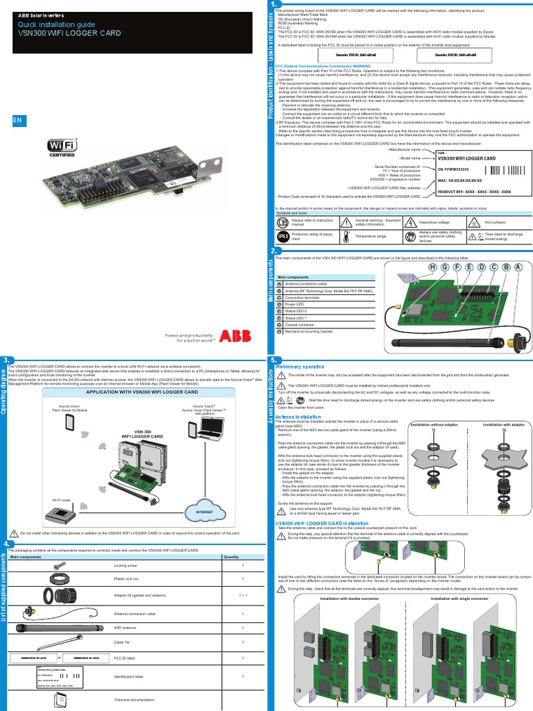 Vsn300 Wifi Logger Card: Quick Installation Guide | PDF | Wi Fi ...