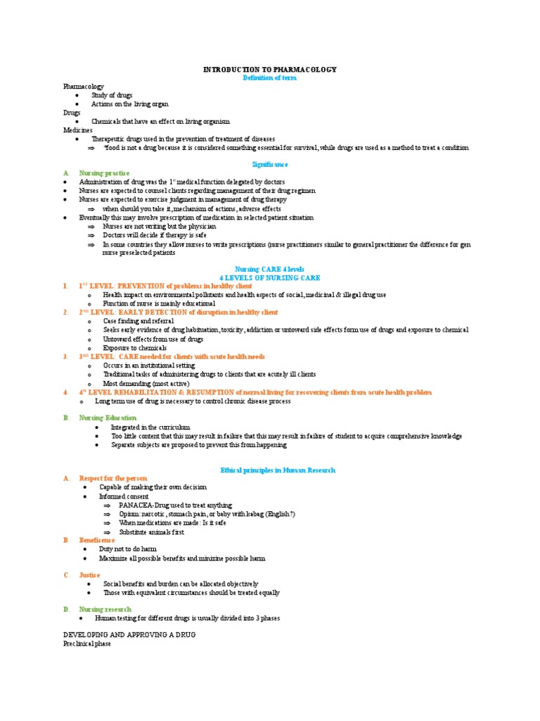 A. Nursing Practice: Introduction To Pharmacology | PDF | Pharmacology ...